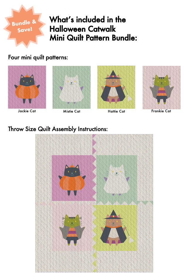 Halloween Catwalk: Mistie Cat Mini Quilt Pattern – the.weekendquilter